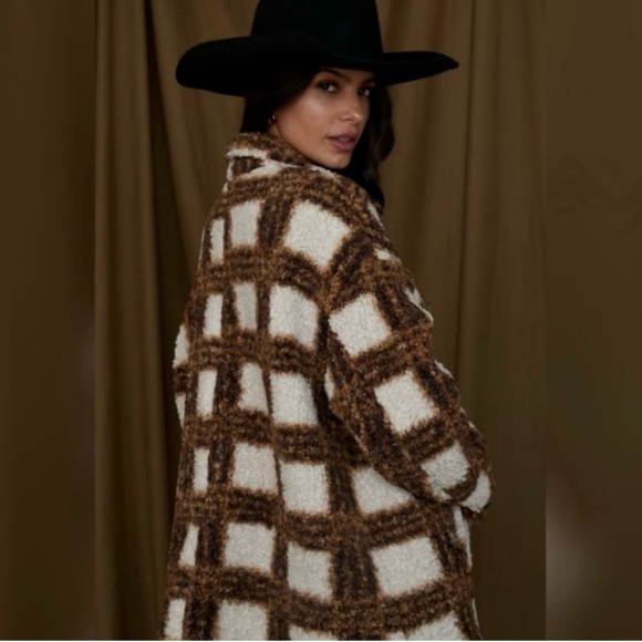 12th Tribe | Jackets & Coats | Nwt Oversized Plaid Teddy Sherpa Shacket ...